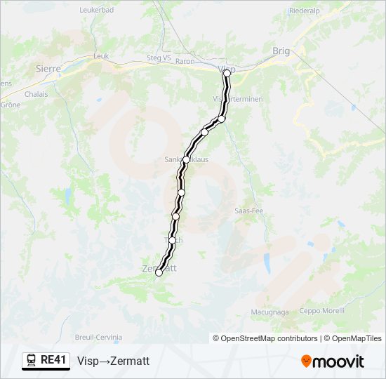 re41 Route: Schedules, Stops & Maps - Visp‎→Zermatt (Updated)