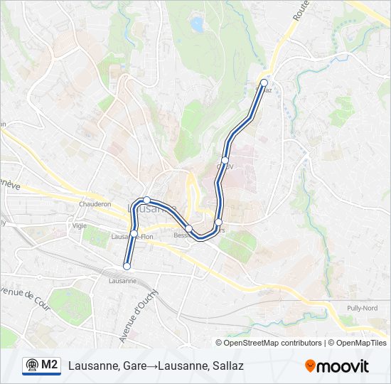 m2 Route: Schedules, Stops & Maps - Lausanne, Gare‎→Lausanne, Sallaz ...