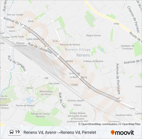 19 Route: Schedules, Stops & Maps - Renens Vd, Avenir‎→Renens Vd ...