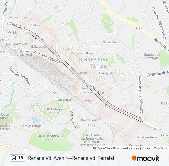 19 Route: Schedules, Stops & Maps - Renens Vd, Avenir‎→Renens Vd ...