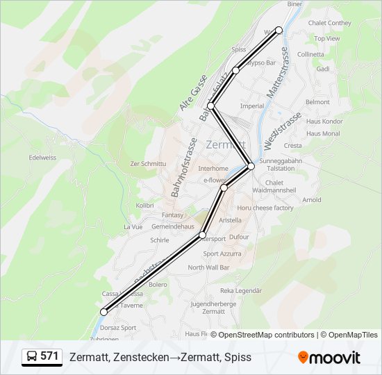 571 Route: Schedules, Stops & Maps - Zermatt, Zenstecken‎→Zermatt ...