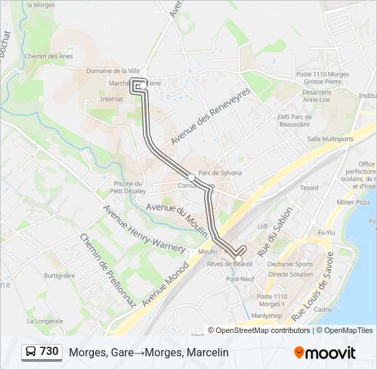 730 Route: Schedules, Stops & Maps - Morges, Gare‎→Morges, Marcelin ...