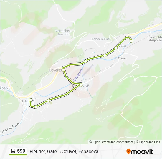 590 Route: Schedules, Stops & Maps - Fleurier, Gare‎→Couvet, Espaceval ...