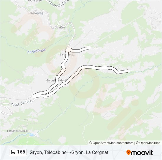 165 Itinéraire: Horaires, Arrêts & Plan - Gryon, Télécabine‎→Gryon, La ...