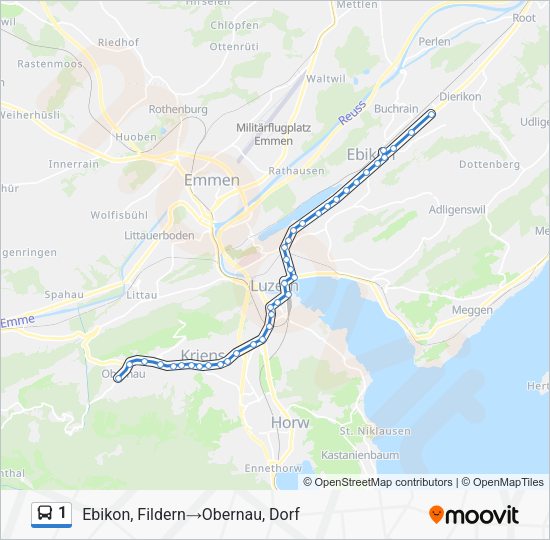 1 Route: Schedules, Stops & Maps - Ebikon, Fildern‎→Obernau, Dorf (Updated)