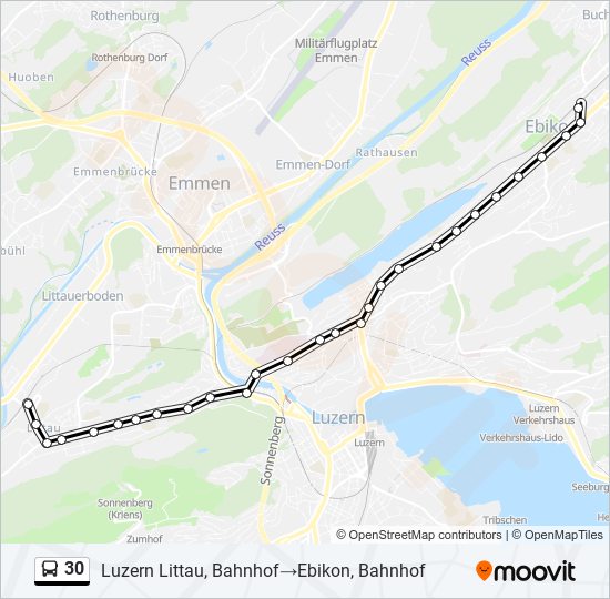 30 Route: Schedules, Stops & Maps - Luzern Littau, Bahnhof‎→Ebikon ...