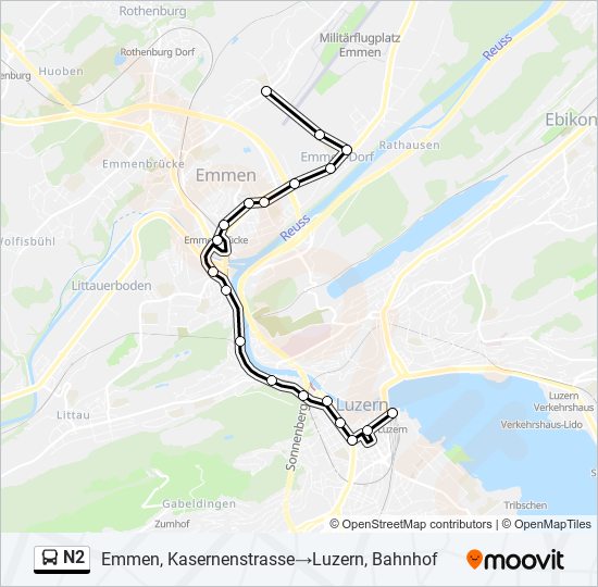 n2 Route: Schedules, Stops & Maps - Emmen, Kasernenstrasse‎→Luzern ...