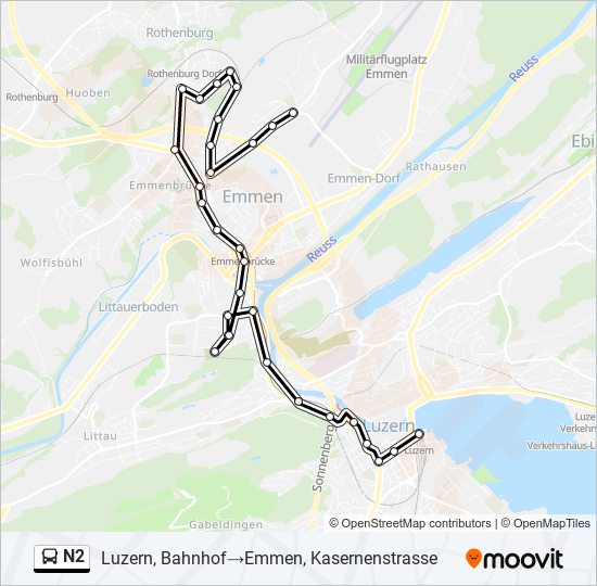 n2 Route: Schedules, Stops & Maps - Luzern, Bahnhof‎→Emmen ...
