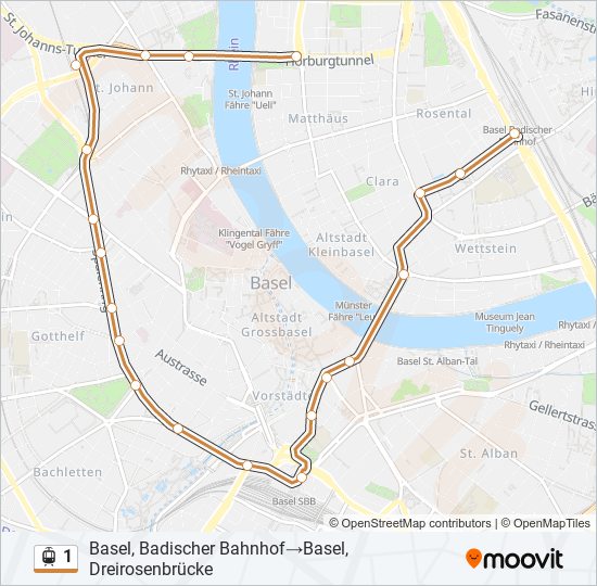 1 Route: Schedules, Stops & Maps - Basel, Badischer Bahnhof‎→Basel ...