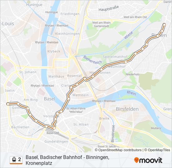 2 Route: Schedules, Stops & Maps - Riehen, Fondation Beyeler‎→Basel ...