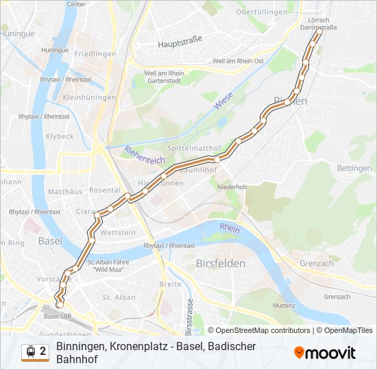 2 Route: Schedules, Stops & Maps - Riehen, Grenze‎→Basel, Bahnhof Sbb ...