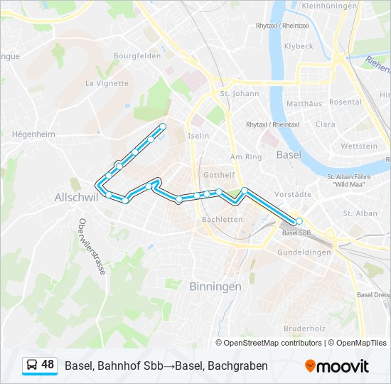 48 Route: Fahrpläne, Haltestellen & Karten - Basel, Bahnhof Sbb‎→Basel ...