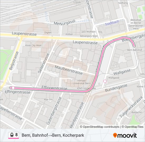 8 Route: Schedules, Stops & Maps - Bern, Bahnhof‎→Bern, Kocherpark ...