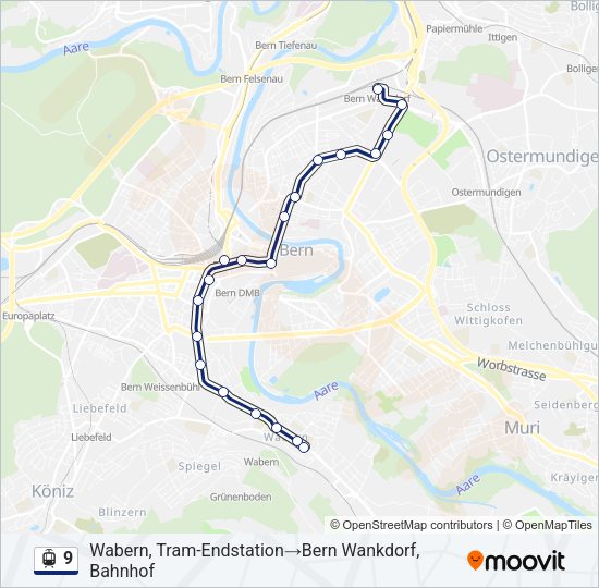 9 Route: Schedules, Stops & Maps - Wabern, Tram-Endstation‎→Bern ...