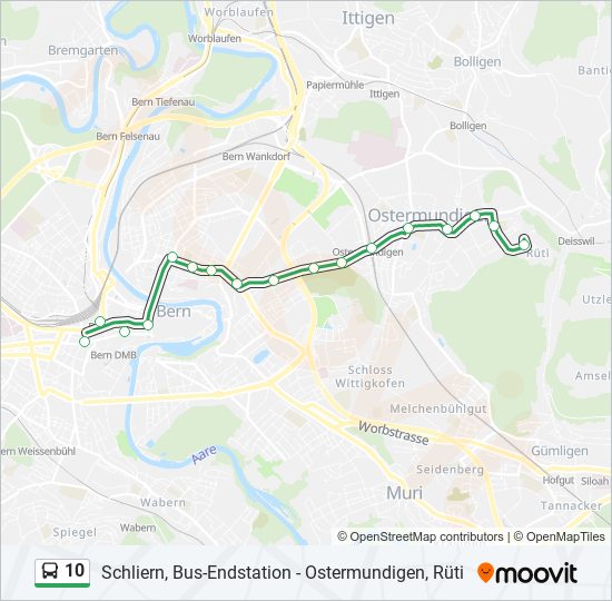 10 Route: Schedules, Stops & Maps - Bern, Hirschengraben‎→Ostermundigen ...
