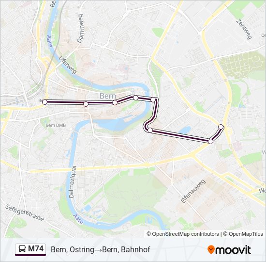m74 Route: Schedules, Stops & Maps - Bern, Ostring‎→Bern, Bahnhof (Updated)