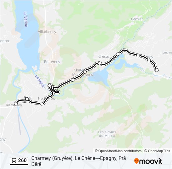 260 Route: Schedules, Stops & Maps - Charmey (Gruyère), Le Chêne‎→ ...
