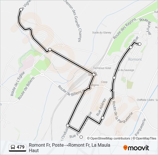 479 Route: Schedules, Stops & Maps - Romont Fr, Poste‎→Romont Fr, La ...