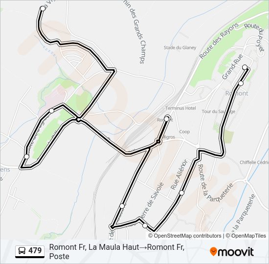 479 Itinéraire: Horaires, Arrêts & Plan - Romont Fr, La Maula Haut‎→ ...
