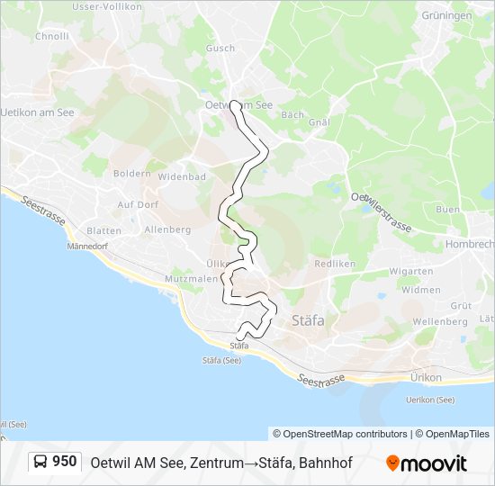 950 Route: Schedules, Stops & Maps - Oetwil AM See, Zentrum‎→Stäfa ...