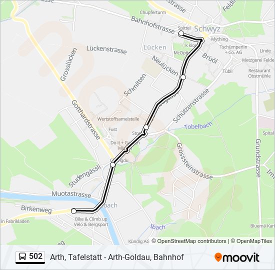 502 Route: Schedules, Stops & Maps - Ibach, Erlen‎→Schwyz, Zentrum ...