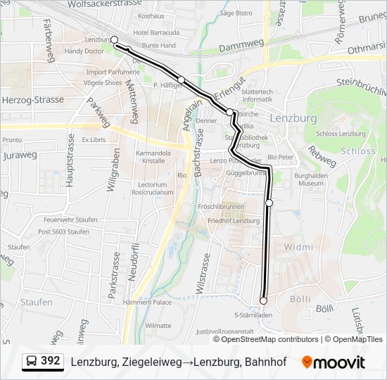 392 Itinéraire: Horaires, Arrêts & Plan - Lenzburg, Ziegeleiweg‎→ ...