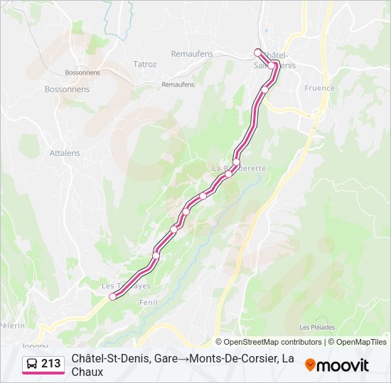 213 Itinéraire: Horaires, Arrêts & Plan - Châtel-St-Denis, Gare‎→Monts ...