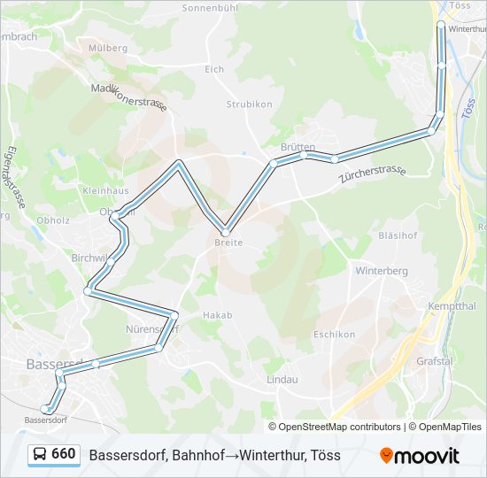 660 Route: Schedules, Stops & Maps - Bassersdorf, Bahnhof‎→Winterthur ...