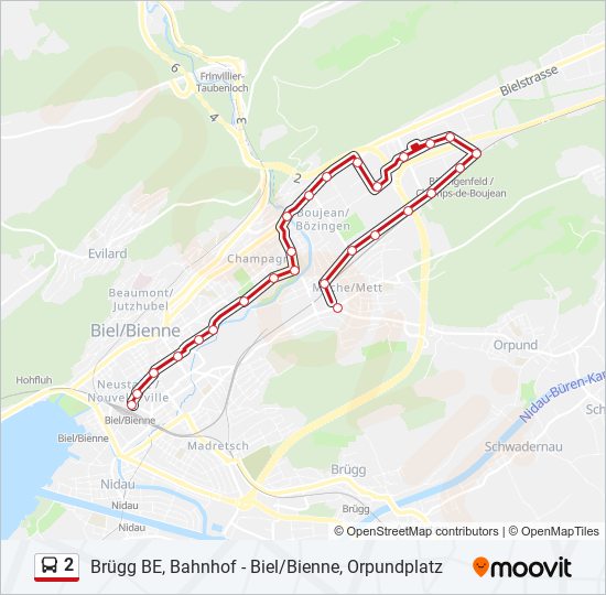 2 Route: Fahrpläne, Haltestellen & Karten - Biel/Bienne, Bahnhof/Gare‎→ ...