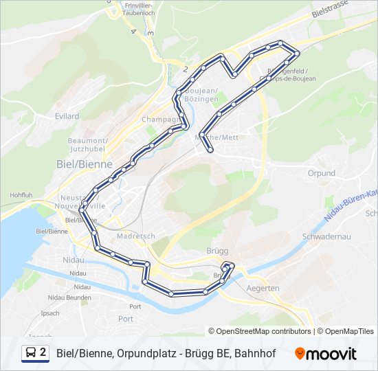2 Route: Schedules, Stops & Maps - Biel/Bienne, Orpundplatz‎→Brügg Be ...