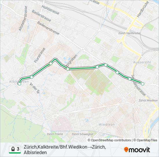 3 Route: Schedules, Stops & Maps - Zürich,Kalkbreite/Bhf.Wiedikon‎→ ...