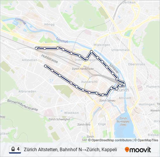 4 Route: Schedules, Stops & Maps - Zürich Altstetten, Bahnhof N‎→Zürich ...