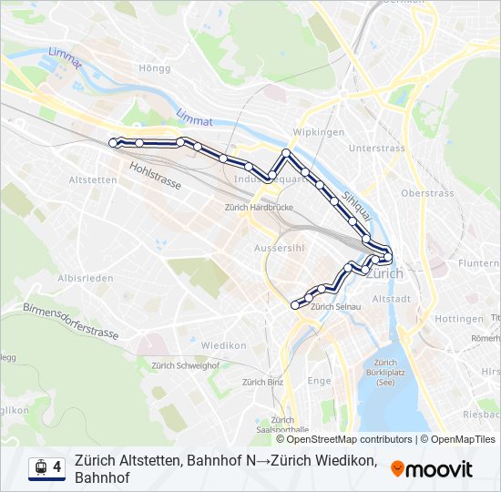 4 Route: Schedules, Stops & Maps - Zürich Altstetten, Bahnhof N‎→Zürich ...