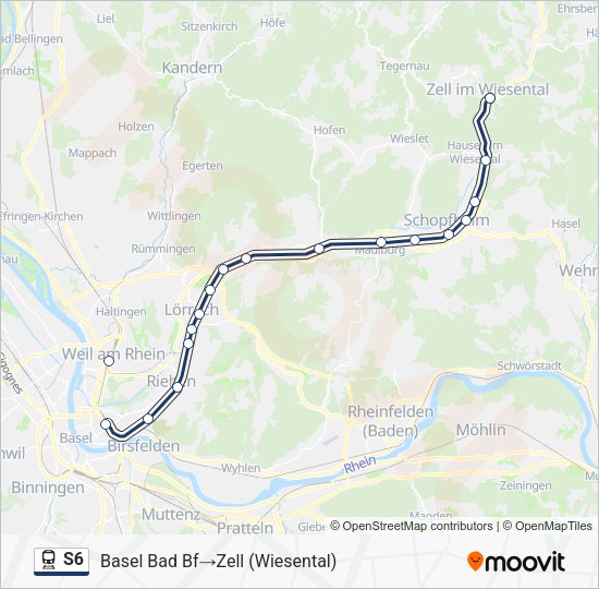 s6 Route: Schedules, Stops & Maps - Basel Bad Bf‎→Zell (Wiesental ...