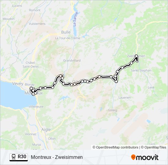 r30 Route: Schedules, Stops & Maps - Montreux‎→Zweisimmen (Updated)