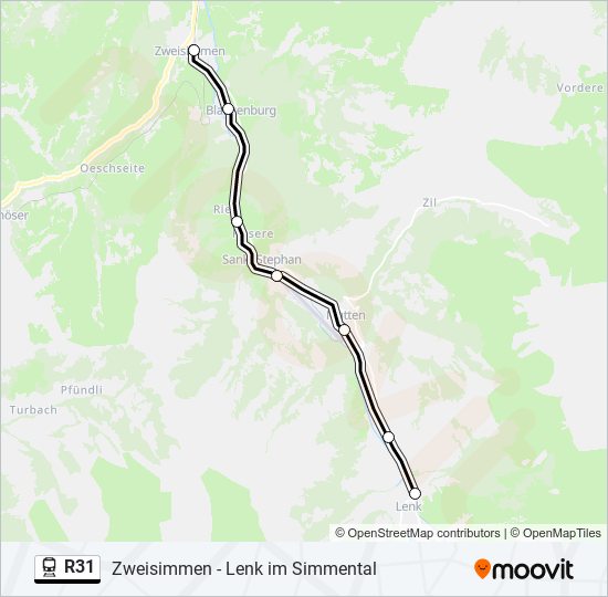 r31 Route: Schedules, Stops & Maps - Lenk Im Simmental‎→Zweisimmen ...
