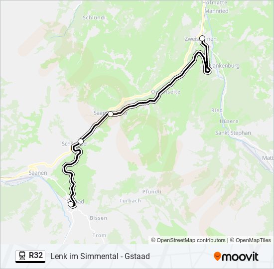 r32 Route: Schedules, Stops & Maps - Zweisimmen‎→Gstaad (Updated)