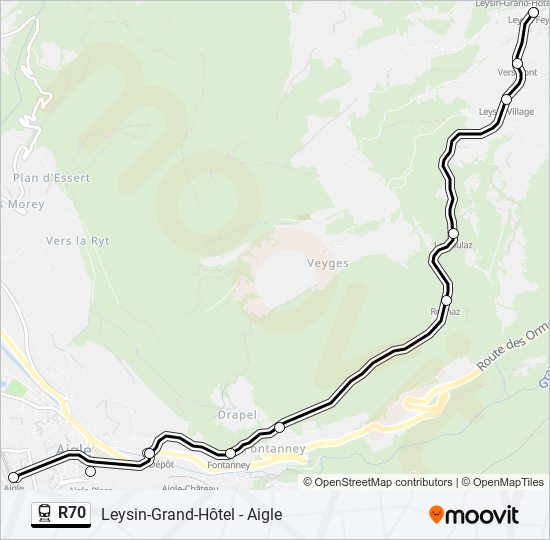 r70 Route: Schedules, Stops & Maps - Aigle‎→Leysin-Feydey (Updated)