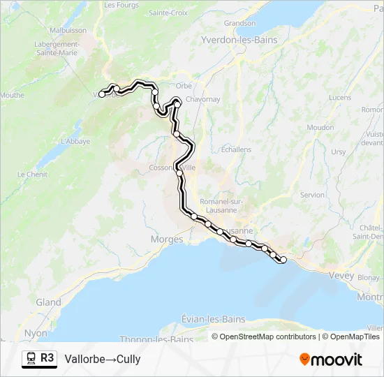 R3 Route: Schedules, Stops & Maps - Vallorbe‎→Cully (Updated)
