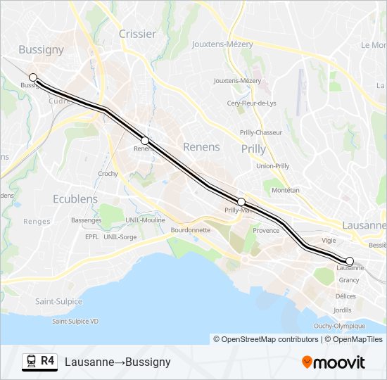 r4 Route: Schedules, Stops & Maps - Lausanne‎→Bussigny (Updated)
