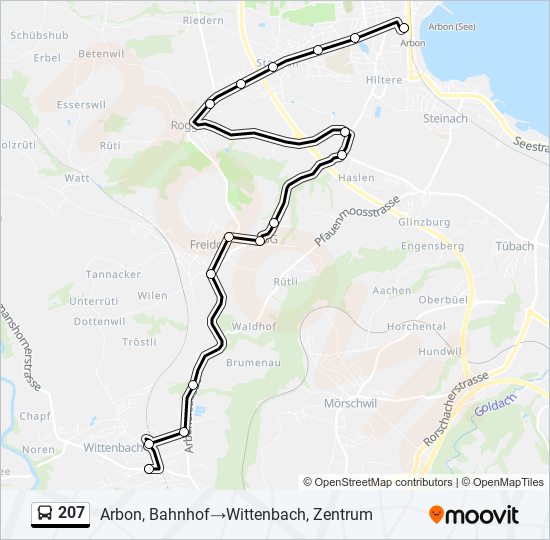 207 Route: Schedules, Stops & Maps - Arbon, Bahnhof‎→Wittenbach ...