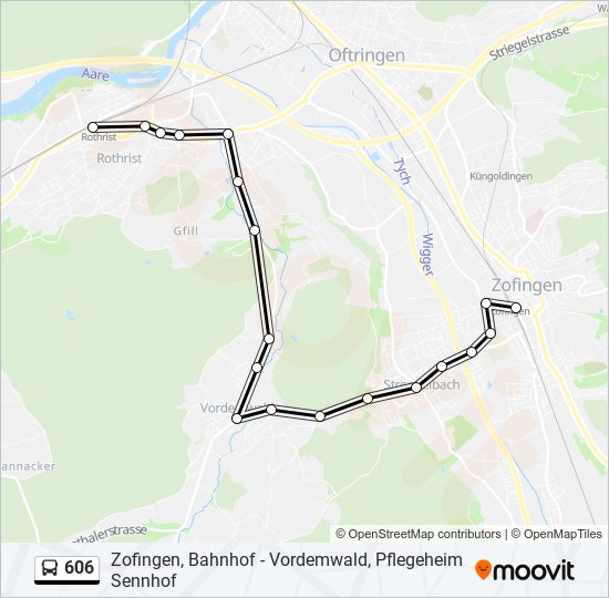 606 Route: Schedules, Stops & Maps - Zofingen, Bahnhof‎→Rothrist ...