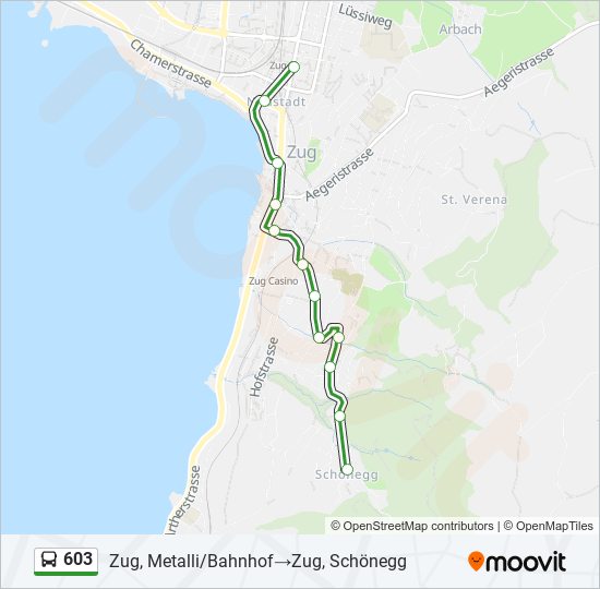 603 Route: Fahrpläne, Haltestellen & Karten - Zug, Metalli/Bahnhof‎→Zug ...