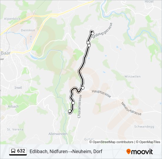 632 Route: Schedules, Stops & Maps - Edlibach, Nidfuren‎→Neuheim, Dorf ...