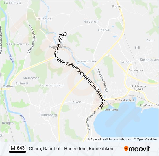 643 Route: Schedules, Stops & Maps - Cham, Bahnhof‎→Hagendorn ...