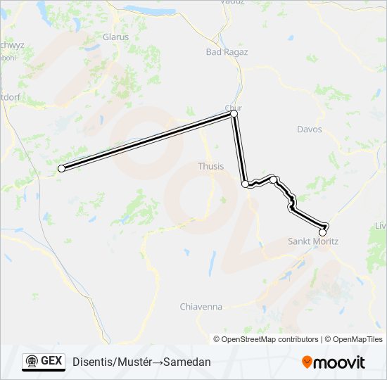gex Route: Schedules, Stops & Maps - Disentis/Mustér‎→Samedan (Updated)