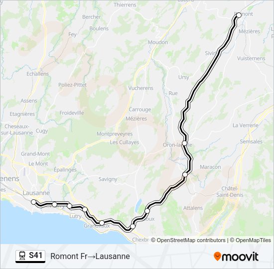 s41 Itinéraire: Horaires, Arrêts & Plan - Romont Fr‎→Lausanne (mis à jour)