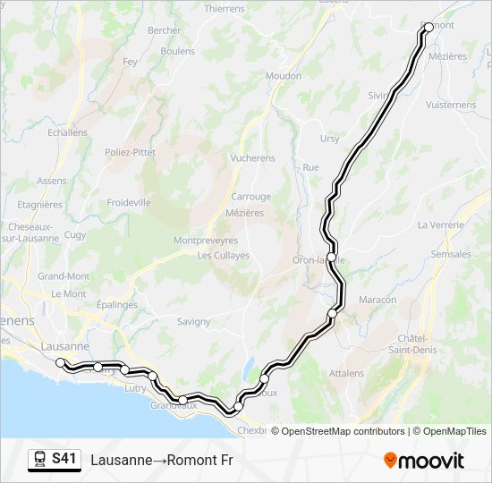 s41 Itinéraire: Horaires, Arrêts & Plan - Lausanne‎→Romont Fr (mis à jour)
