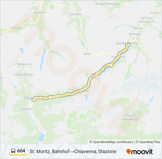 604 Route: Schedules, Stops & Maps - St. Moritz, Bahnhof‎→Chiavenna ...