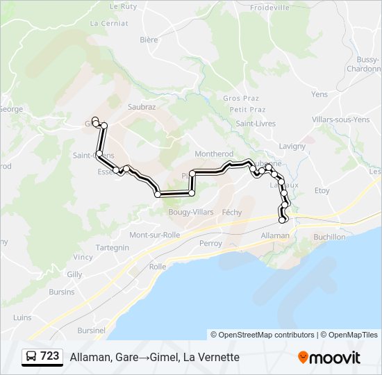 723 Route: Fahrpläne, Haltestellen & Karten - Allaman, Gare‎→Gimel, La ...